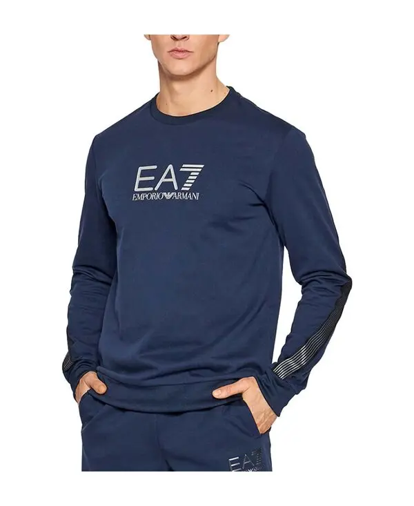 EA7 Navy Logo Printed Hoodie