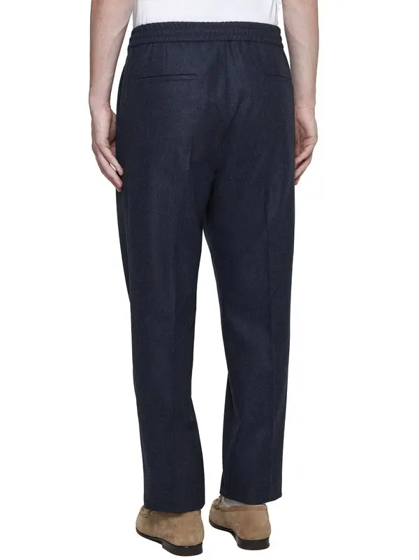 Brunello Cucinelli Pleated Drawstring Waist Pants - Dark Blue