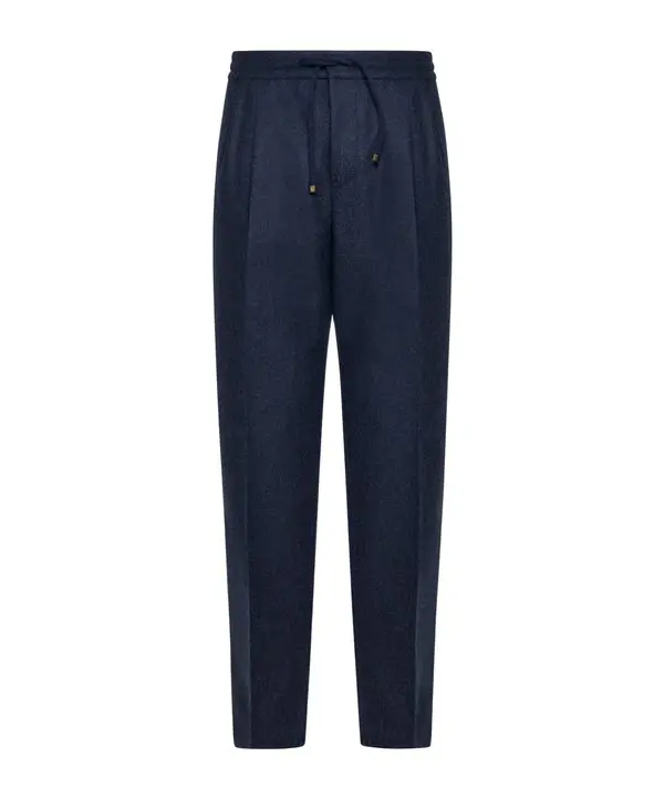 Brunello Cucinelli Pleated Drawstring Waist Pants - Dark Blue