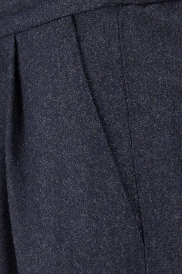 Brunello Cucinelli Pleated Drawstring Waist Pants - Dark Blue