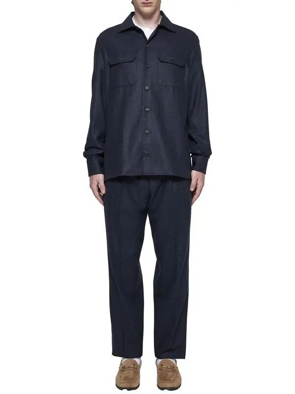 Brunello Cucinelli Pleated Drawstring Waist Pants - Dark Blue