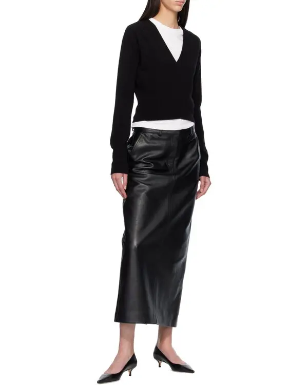 TOTEME Grained Leather Maxi Skirt