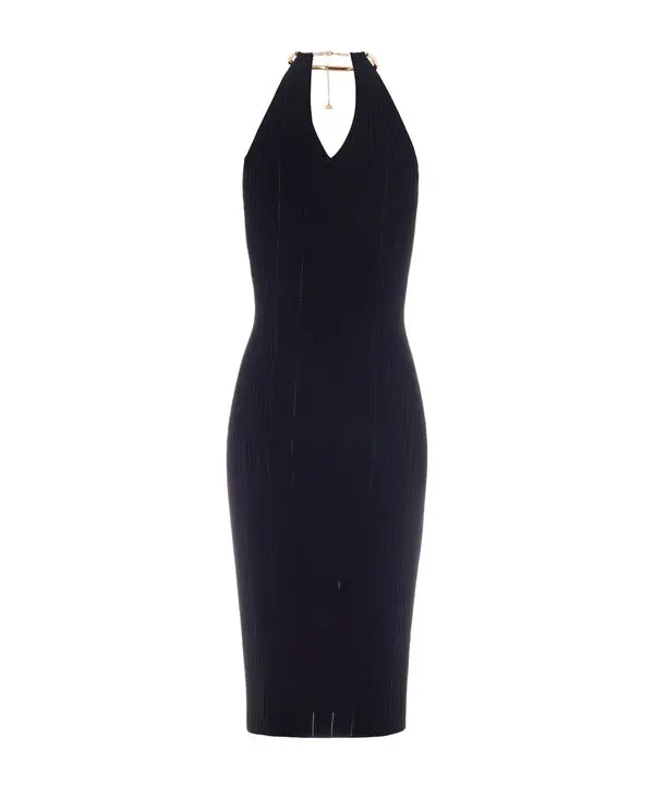 Elisabetta Franchi Openwork Knit Necklace-detail Dress