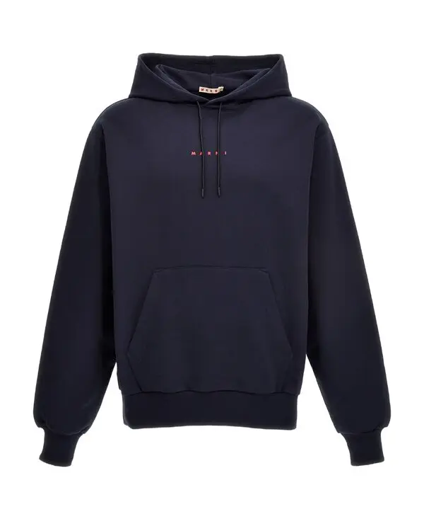 Marni Logo Print Drawstring Hoodie - Black