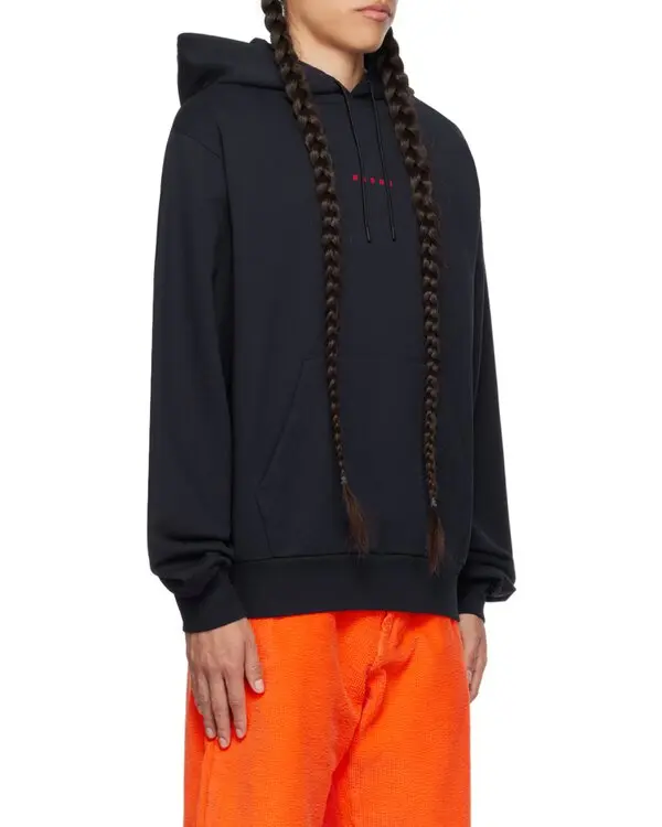Marni Logo Print Drawstring Hoodie - Black