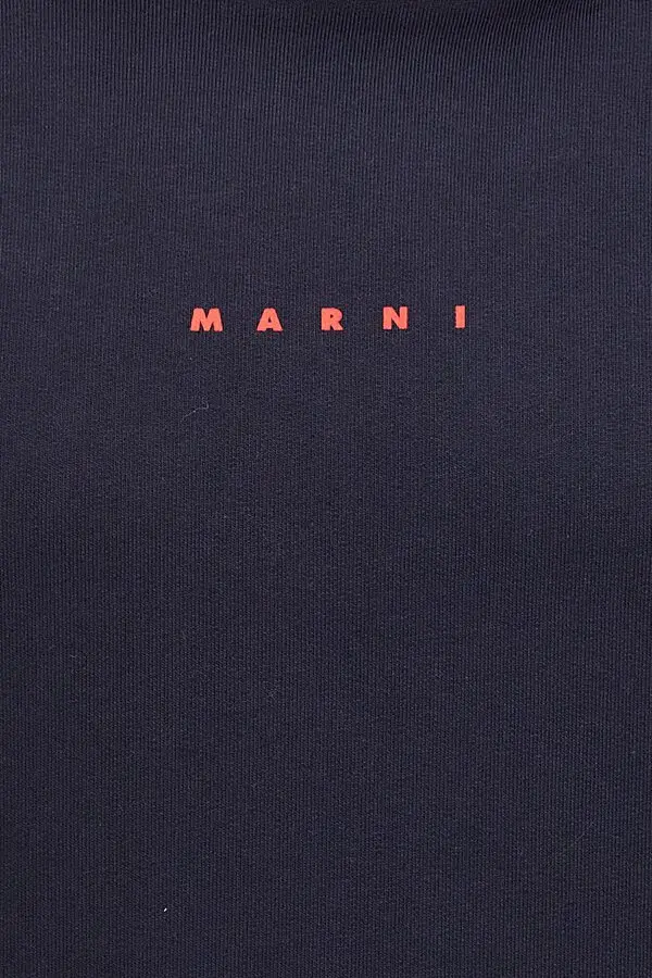 Marni Logo Print Drawstring Hoodie - Black