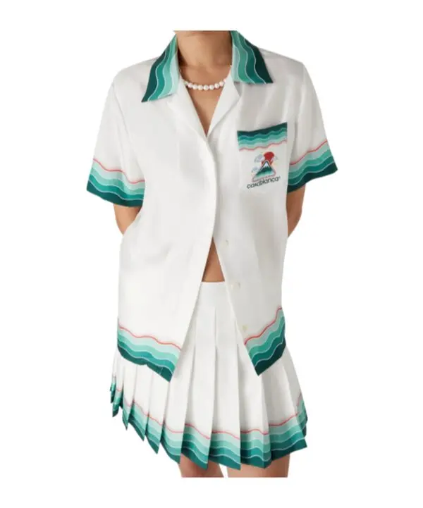 Casablanca Short Sleeve Shirt With Wavy Stripe Detail