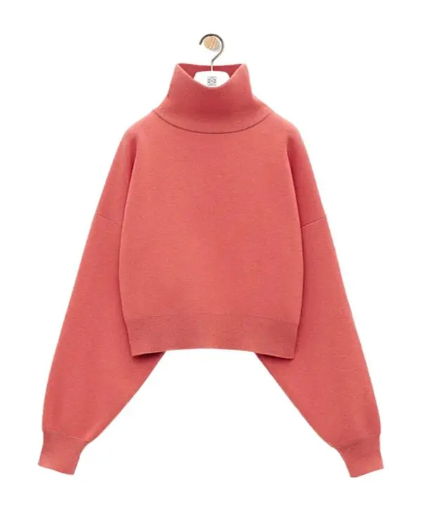 Loewe High Neck Sweater In Cashmere - Peach/green