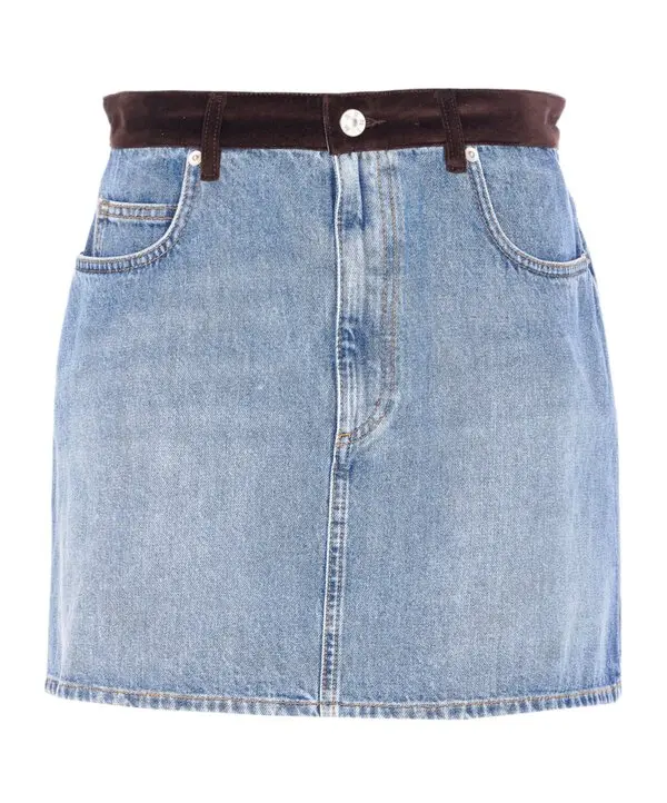 Marni Logo Patch Denim Mini Skirt - Blue
