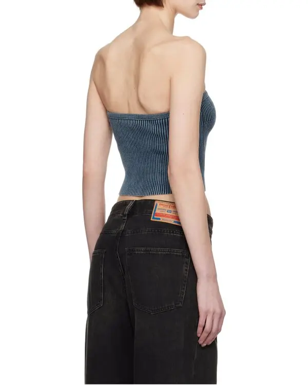 DIESEL® Ribbed Tube Top With Oval D Plaque - Dark Blue