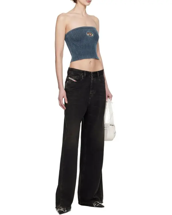 DIESEL® Ribbed Tube Top With Oval D Plaque - Dark Blue