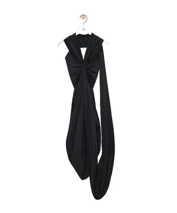 Loewe Gathered Draped Sleeveless Dress - Black