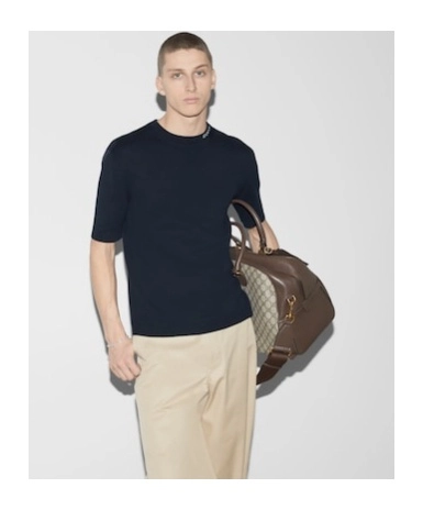 Gucci Logo Intarsia Knit T-shirt - Blue