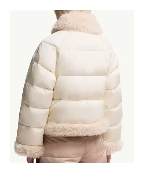 Moncler Quilted Down Jacket With Fur Trim