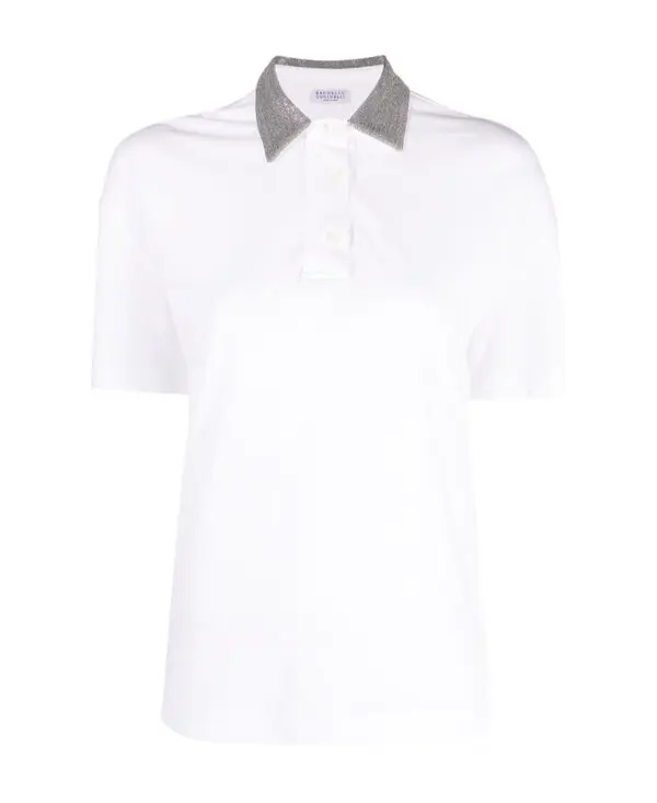 Brunello Cucinelli Stud Embellished Short-sleeved Polo Shirt