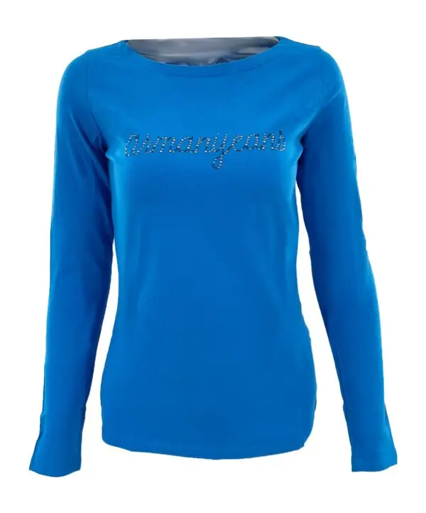 Emporio Armani Embellished Logo Long Sleeve T-shirt - Blue