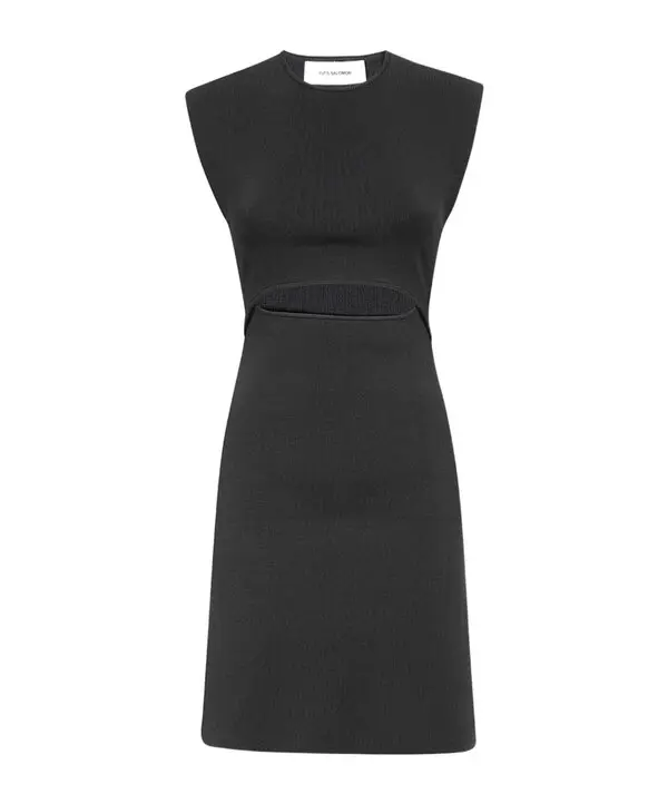 YVES SALOMON Ribbed Knit Cut-out Dress