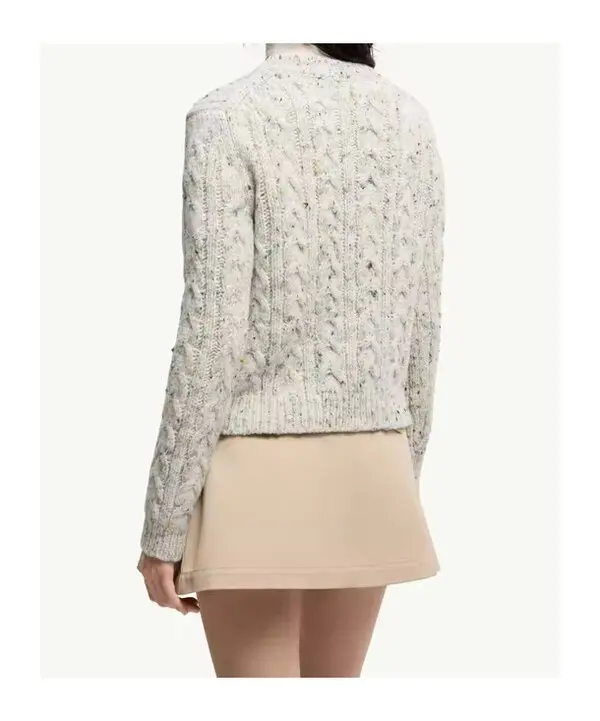 Moncler Wool Blend Cable Knit Sweater - Ice Gray