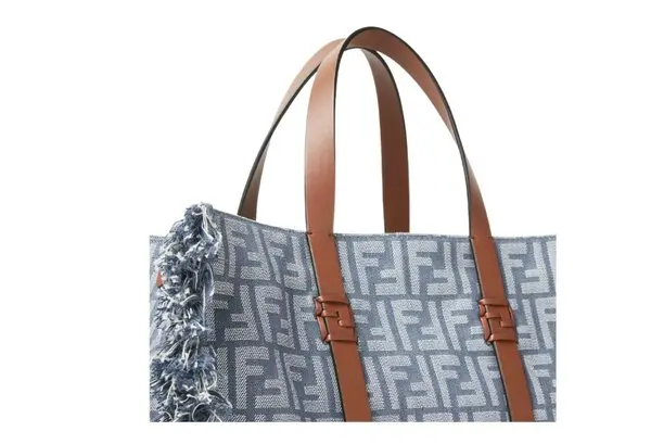 Fendi Ff Jacquard Fringed Tote Bag - Blue