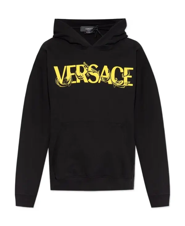 Versace Logo Print Hoodie - Black