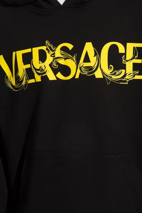 Versace Logo Print Hoodie - Black
