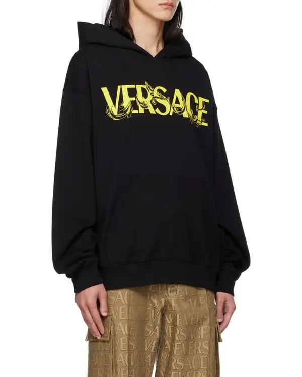 Versace Logo Print Hoodie - Black