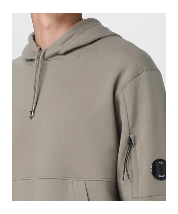C.P. COMPANY Hooded Fleece Sweater With Kangaroo Pocket - Gray