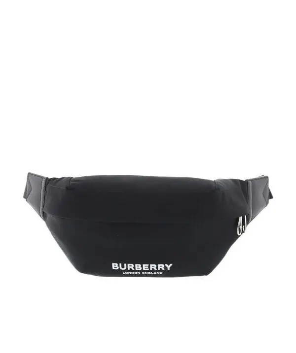 Burberry Logo Printed Zipped Belt Bag - Black