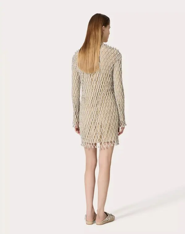 Valentino Garavani Embroidered Rhinestone Mesh Short Dress