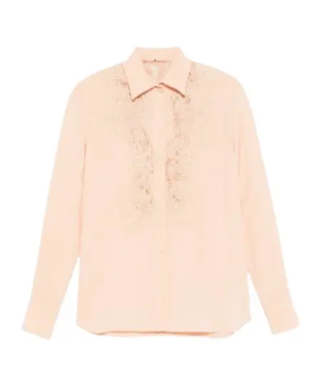 Ermanno Scervino Lace-panel Curved Hem Shirt - Nude