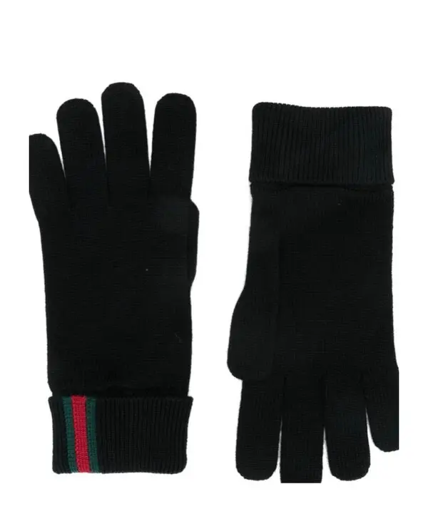 Gucci Striped Detailed Knit Gloves