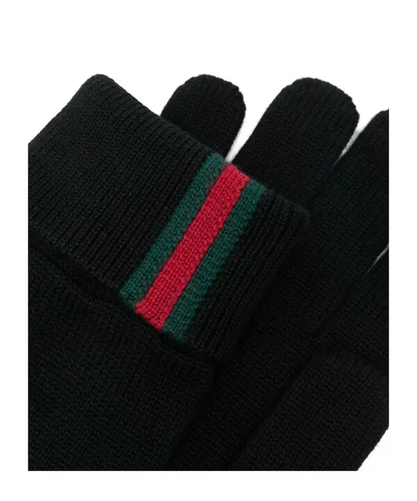 Gucci Striped Detailed Knit Gloves