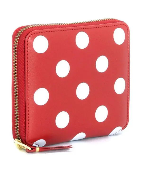 Comme Des Garçons Logo Polka Dot Short Wallet - Red