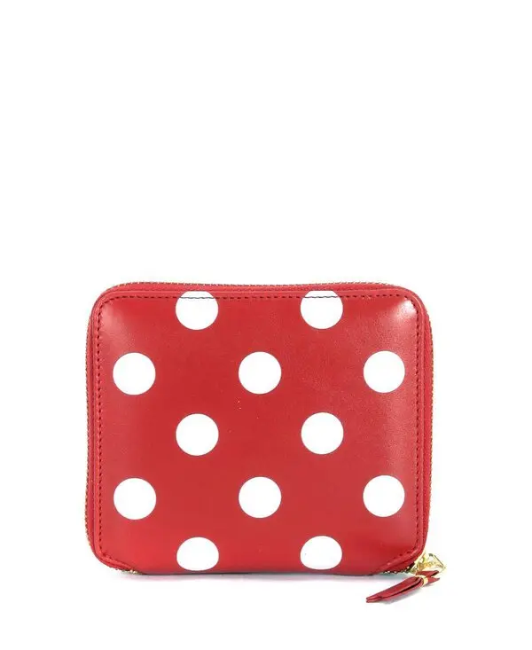 Comme Des Garçons Logo Polka Dot Short Wallet - Red