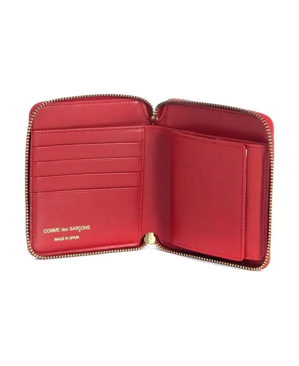 Comme Des Garçons Logo Polka Dot Short Wallet - Red