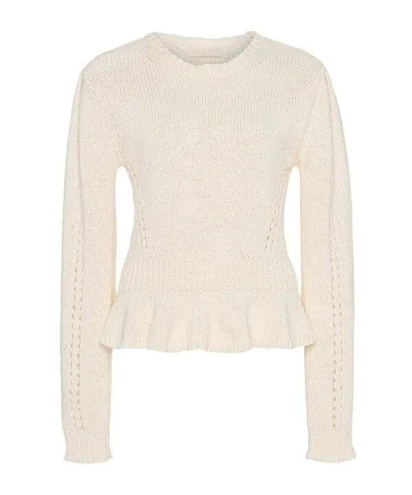 Ulla Johnson Peplum Puff-sleeve Sweater - Cowrie