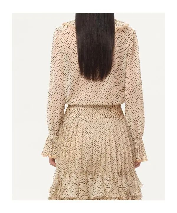 Valentino Garavani Polka Dot Printed Ruffled Blouse - Birch/black