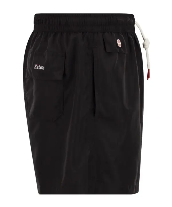 Kiton Short Drawstring Swim Shorts - Black