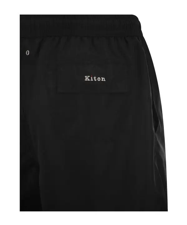 Kiton Short Drawstring Swim Shorts - Black