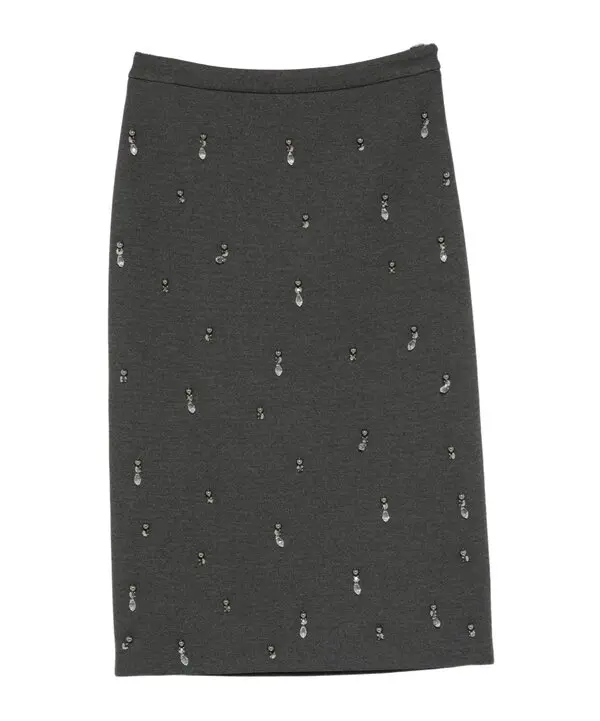 SEMICOUTURE Rhinestone Embellished Midi Skirt - Black