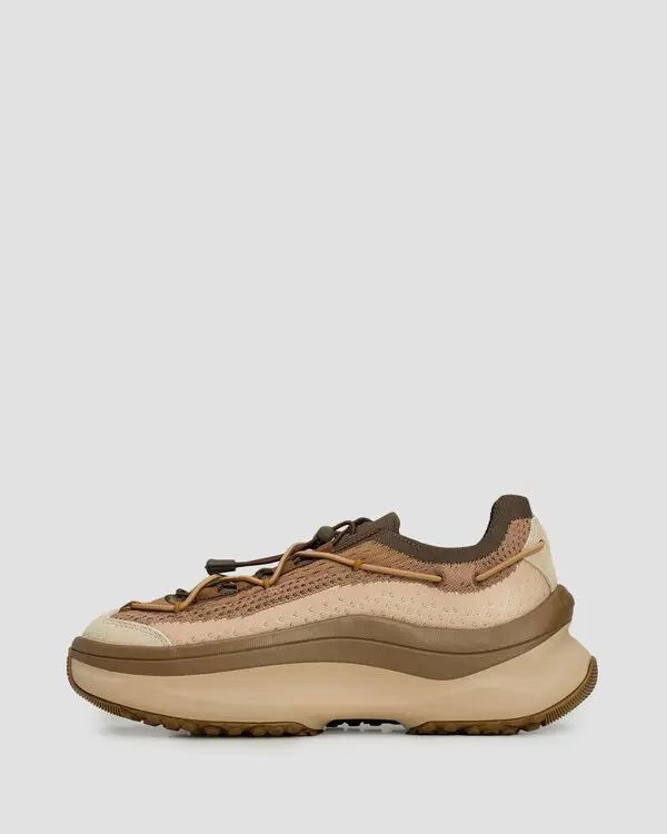 Moon Boot Knitted Low Top Sneakers With Drawstring - Cognac
