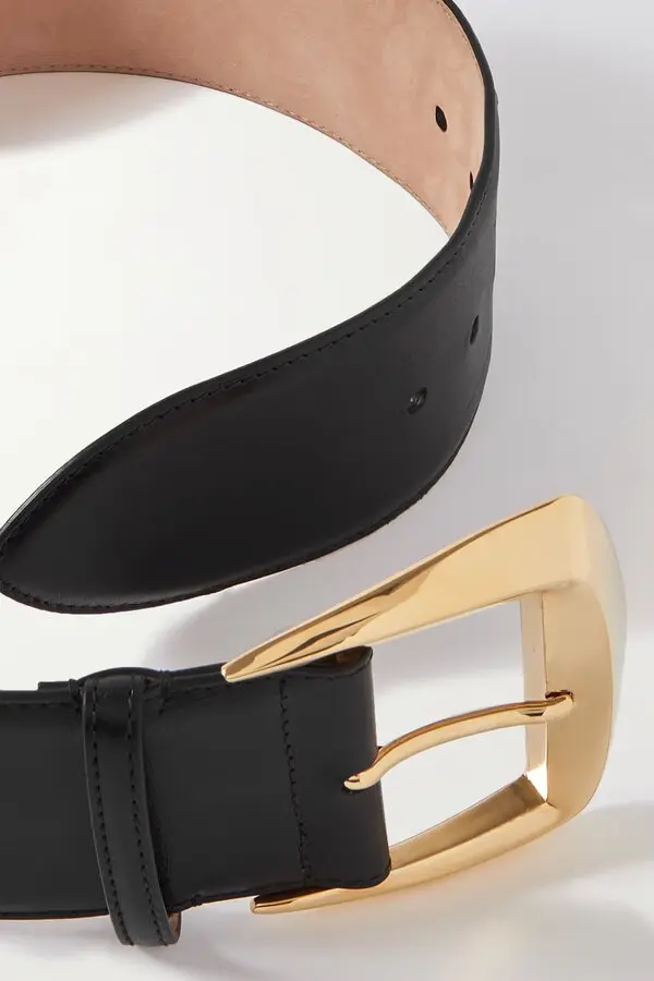 Alexander McQueen Geometric Buckle Leather Belt