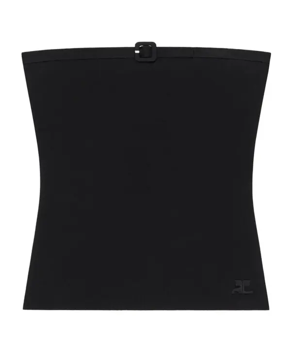 COURREGES Knit Bustier Top With Buckle Detail - Black