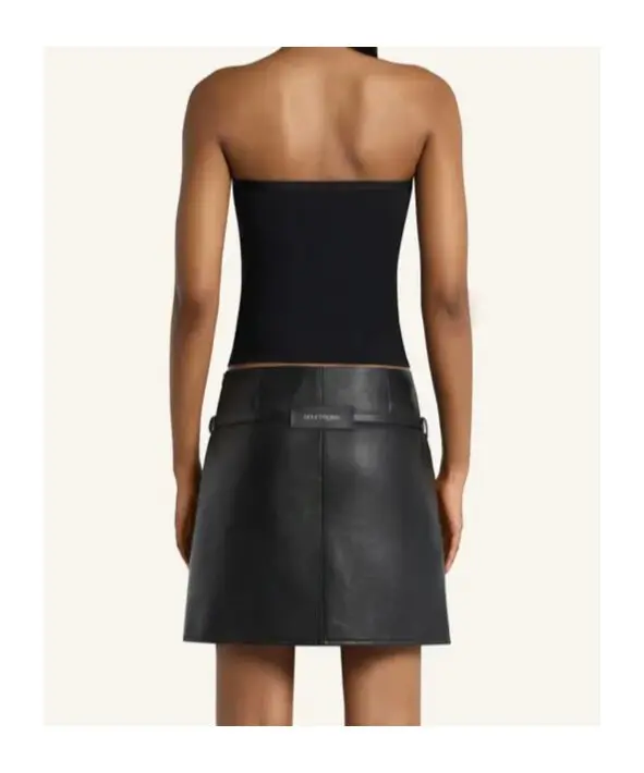 COURREGES Knit Bustier Top With Buckle Detail - Black