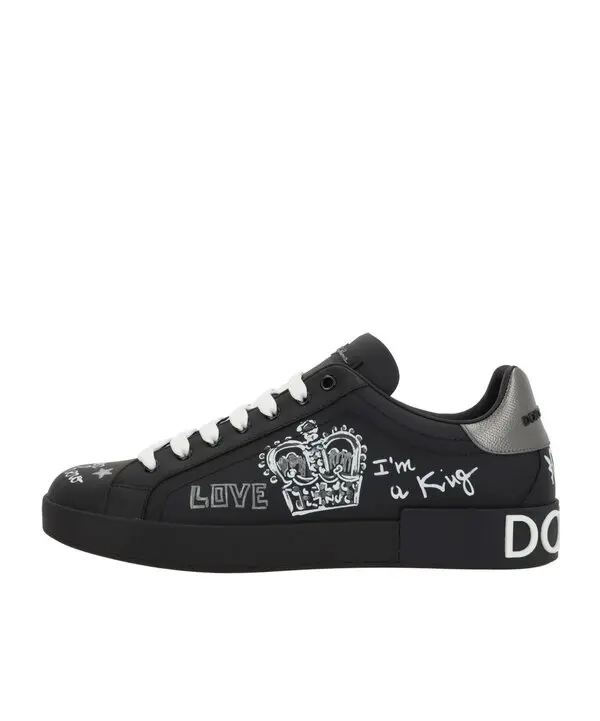 Dolce & Gabbana Graffiti Printed Low-top Sneakers - Black