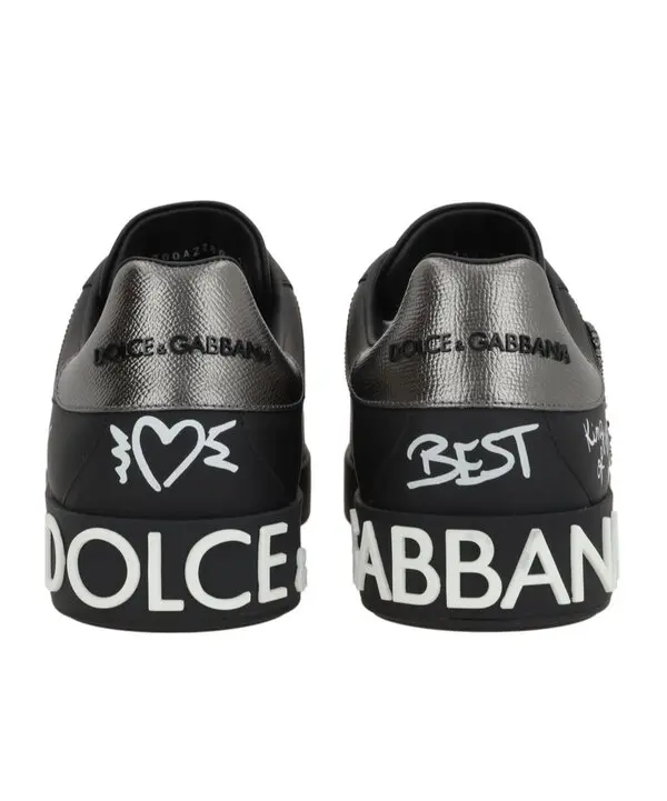 Dolce & Gabbana Graffiti Printed Low-top Sneakers - Black