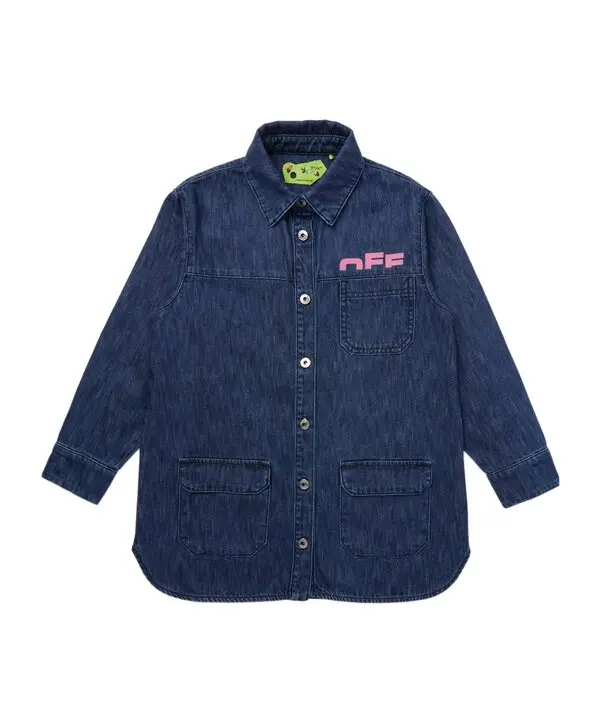 Off-White Logo Denim Shirt Dress
