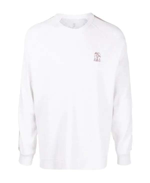Brunello Cucinelli Logo-embroidered Sweatshirt - Bone-white