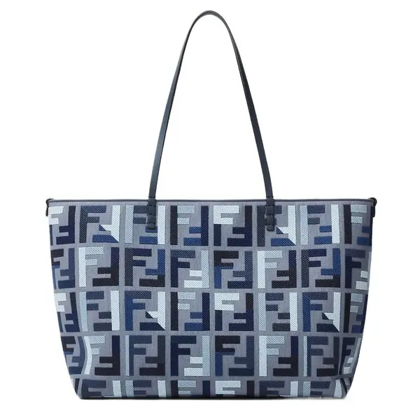 Fendi Roll Ff Embossed Large Tote Bag - Blue
