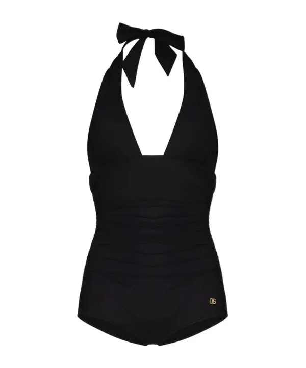Dolce & Gabbana Dg Plaque One-piece Swimsuit - Black